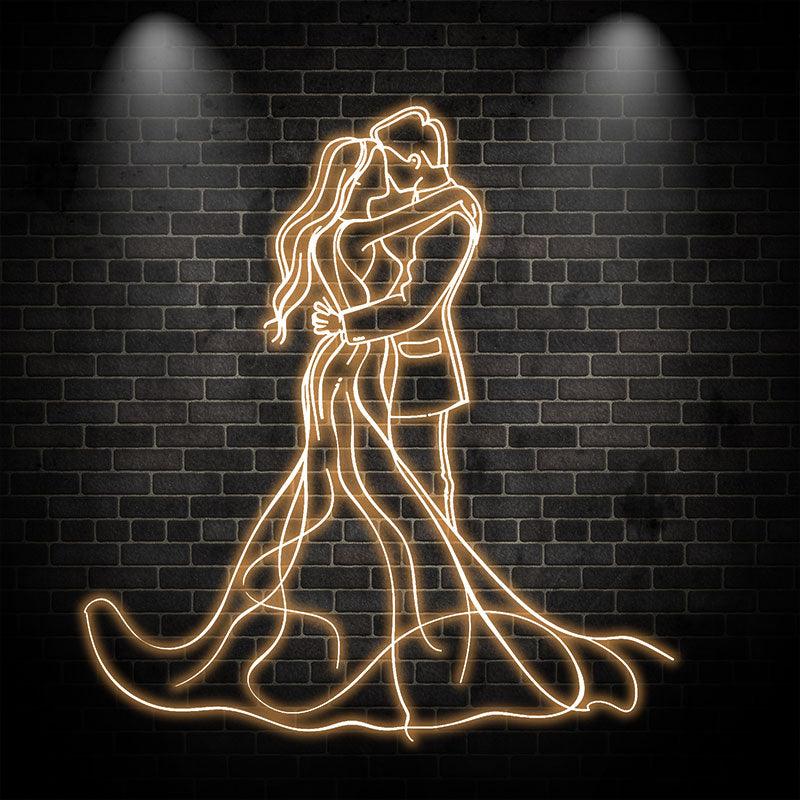 Romantic Bride and Groom Hugging Neon signs | LED Wedding Decoration L