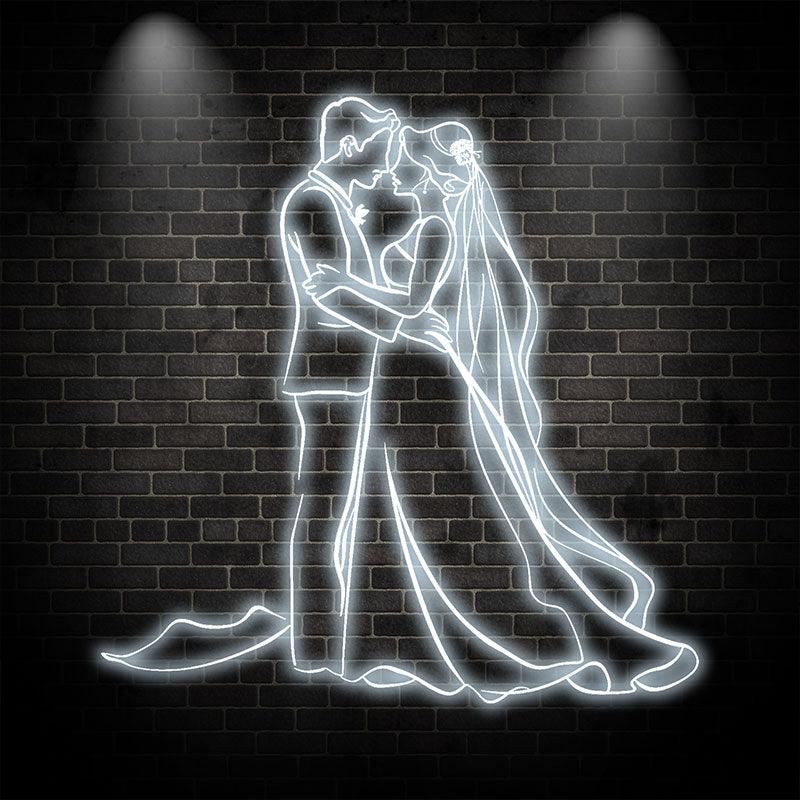 Romantic Blue Bride & Groom Hugging Neon signs | LED Wedding Decoratio