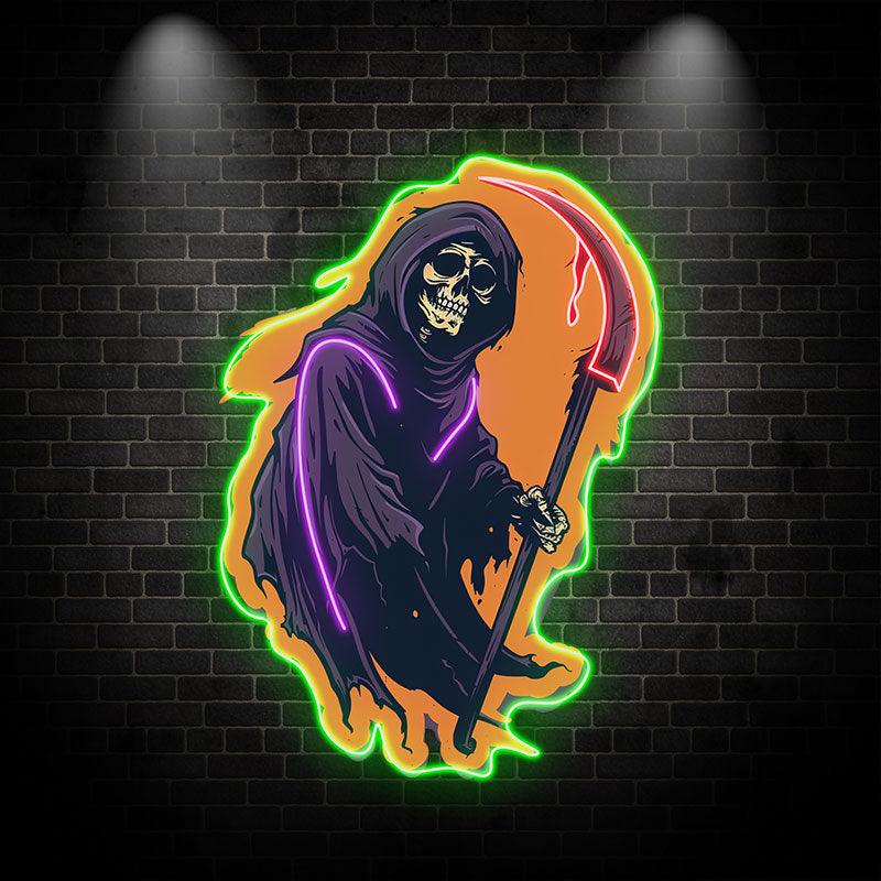 Sinister Grim Reaper Ghost with Scythe neon signs | Spooky LED Decorat ...