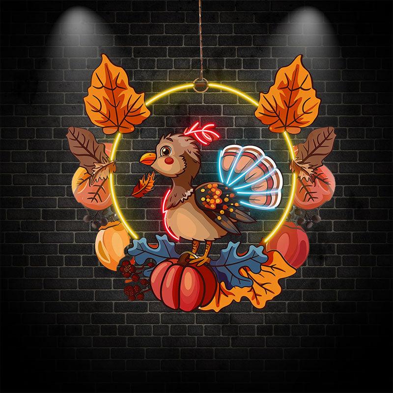 Thanksgiving neon signs Turkey with Fruit Basket Decoration - The Perf