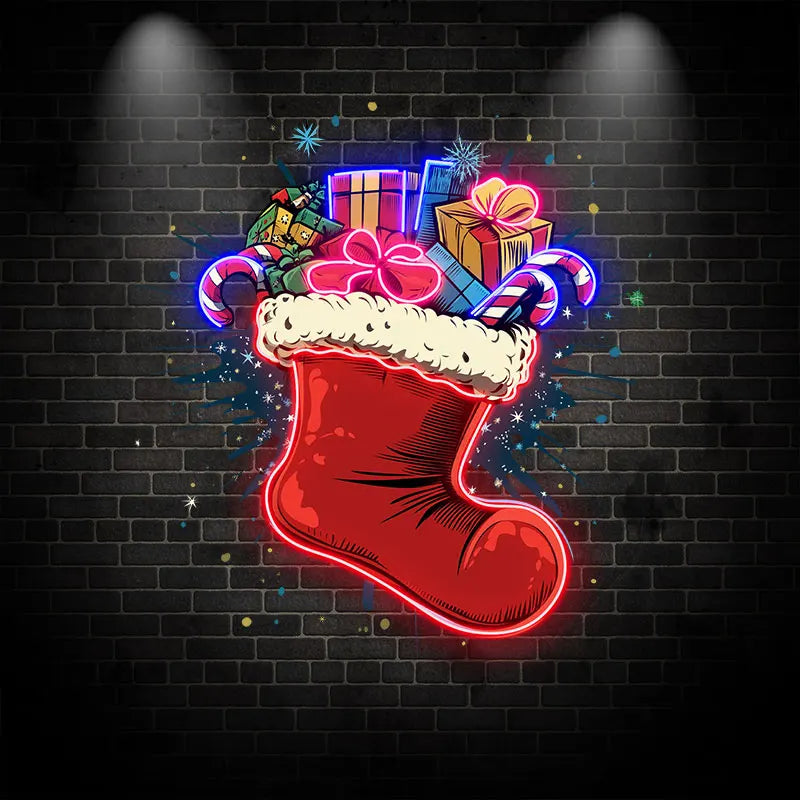 Christmas Gifts Sock Custom LED Neon Sign, Christmas Stocking Led Ligh