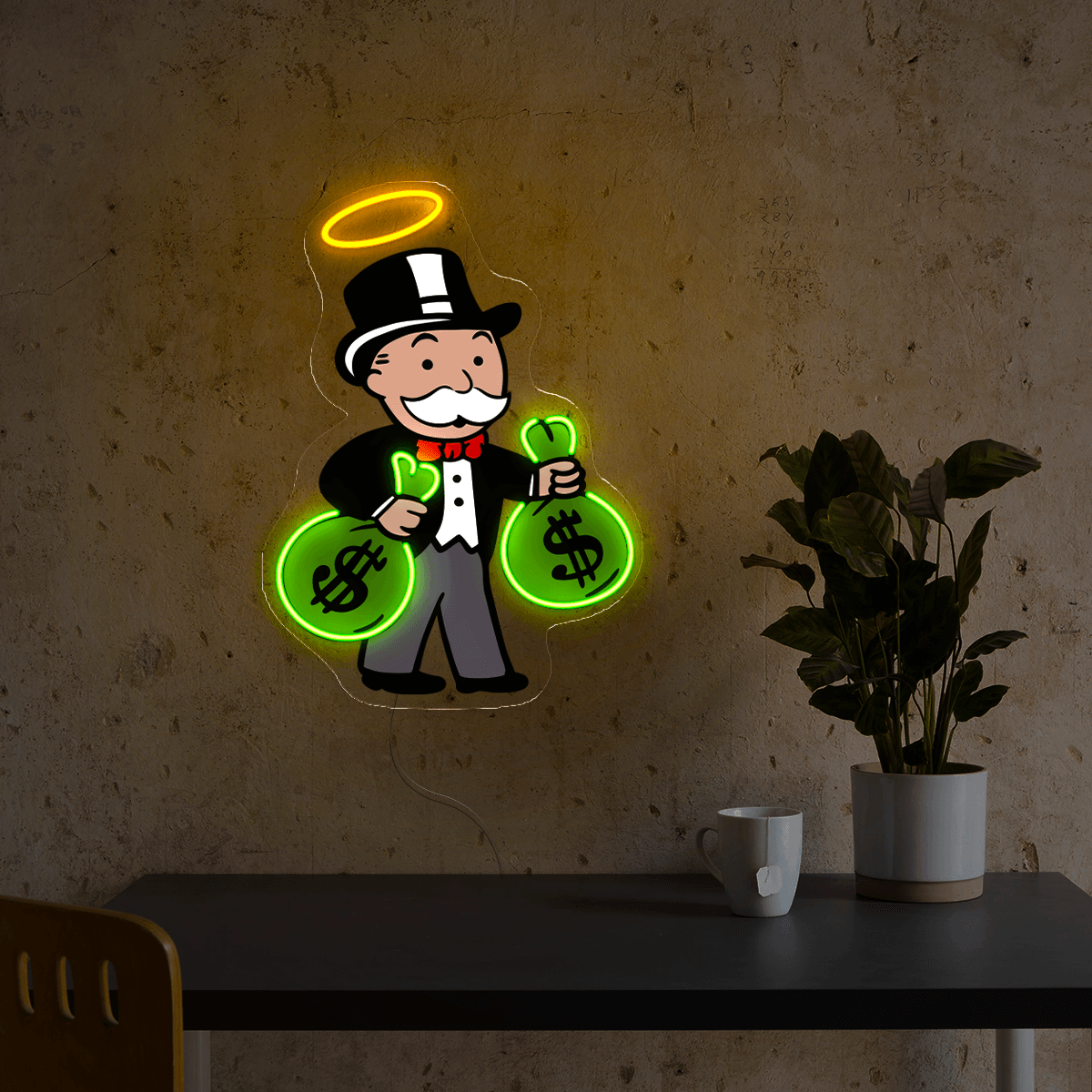 Monopoly Man Money Bag Artwork Led Neon Sign – Toysign